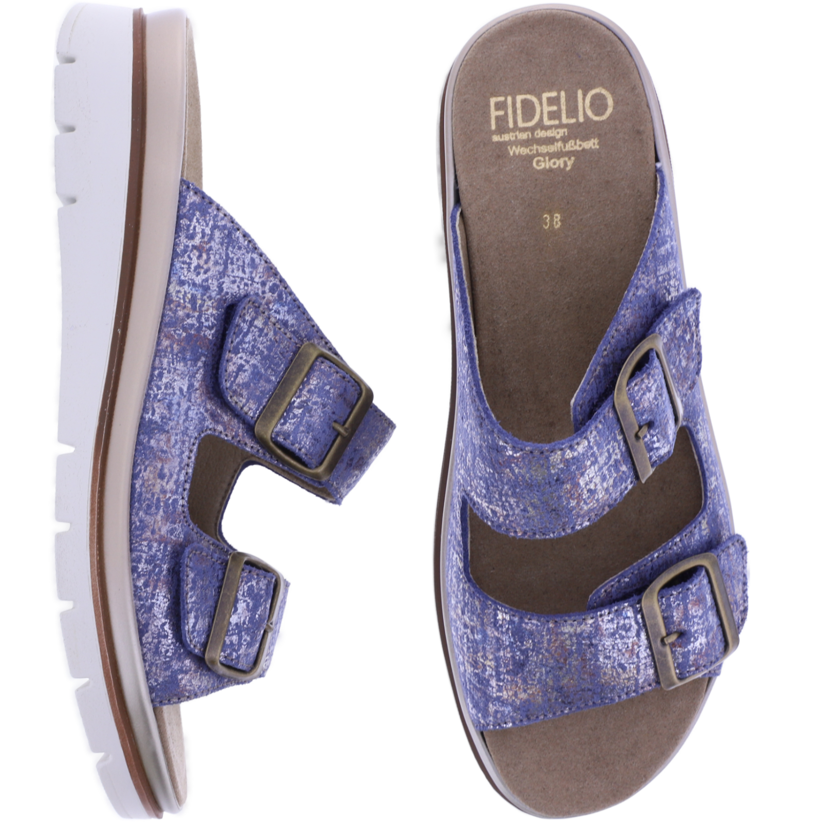 Fidelio | Glory | Blau Metallic | Leder | Damen Pantoletten