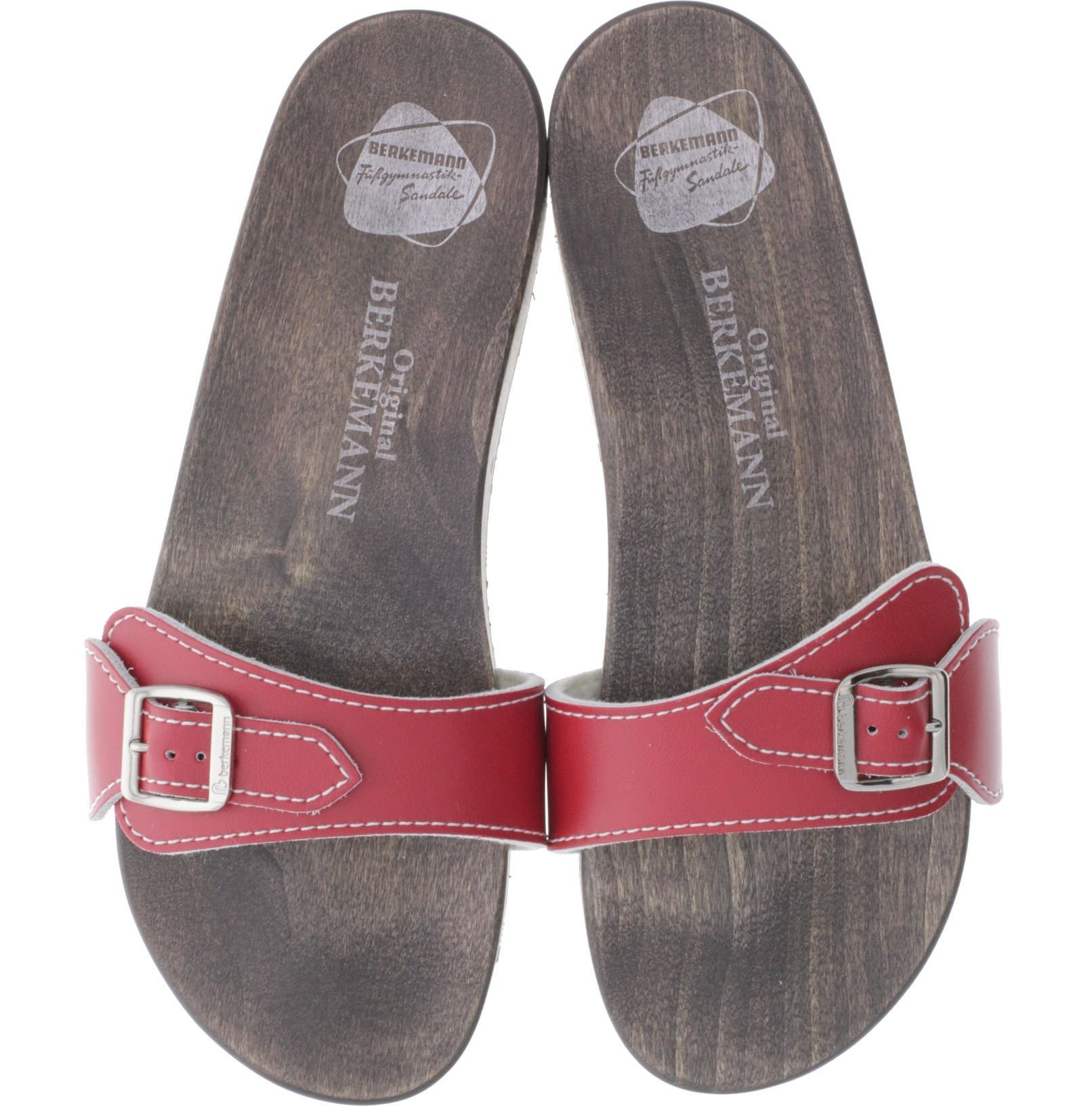 Berkemann Original Sandale Rot Leder Sohle Braun 10100 200 Unisex